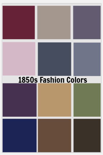 Victorian Fashion Colors & Fabrics 1840s-1890s