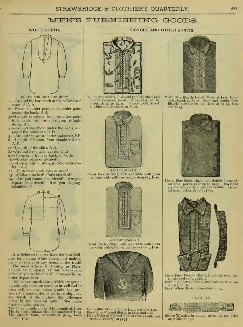 Victorian Men's Shirts- Wingtip, Gambler, Bib, Collarless