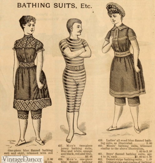 Victorian Swimsuits Patterns, Costumes | Edwardian Bathing Suits