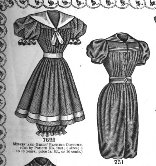 Victorian Swimsuits Patterns, Costumes | Edwardian Bathing Suits
