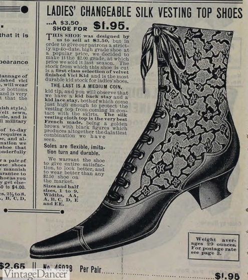 Edwardian Shoes Styles, 1900s Shoes & Boots for Women