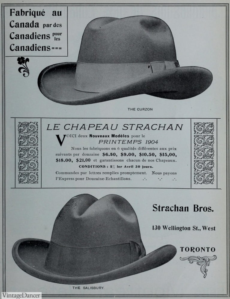 1900s Men's Hat Styles, Edwardian Era
