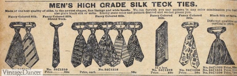 Edwardian Necktie and Bow Tie Styles History 1900s-1910s