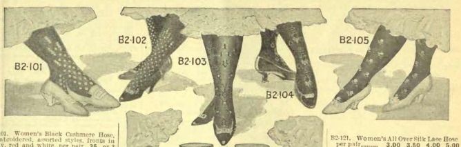 Edwardian Stockings, Hose, Socks 1900s -1910s