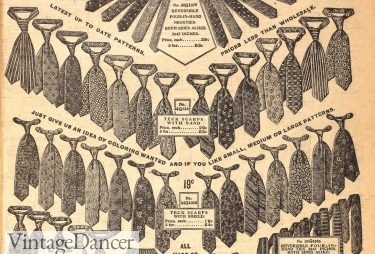 Edwardian Necktie and Bow Tie Styles History 1900s-1910s