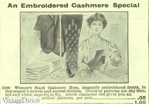 Edwardian Stockings, Hose, Socks 1900s -1910s