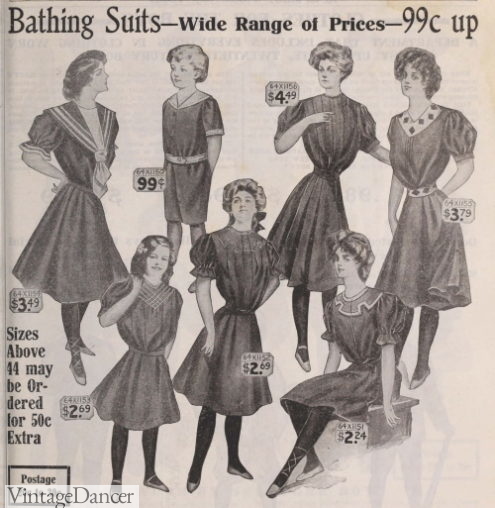 Victorian Swimsuits Patterns, Costumes | Edwardian Bathing Suits