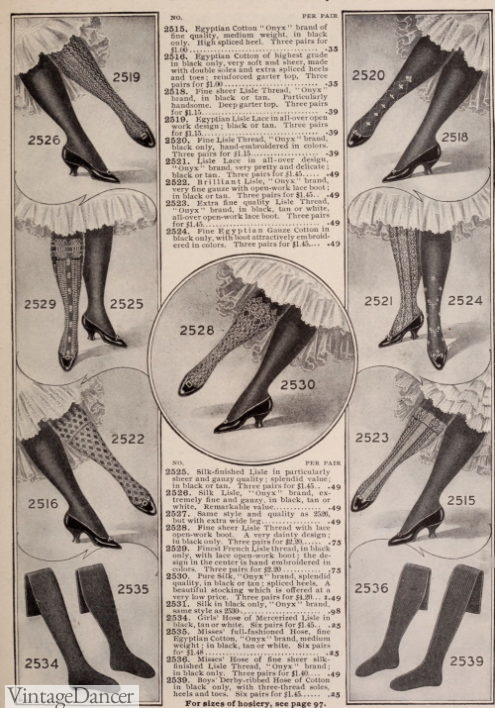 Edwardian Stockings, Hose, Socks 1900s -1910s