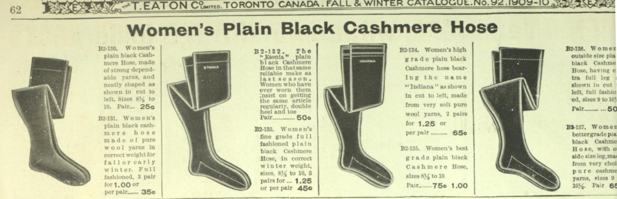 Edwardian Stockings, Hose Socks 1900s -1910s