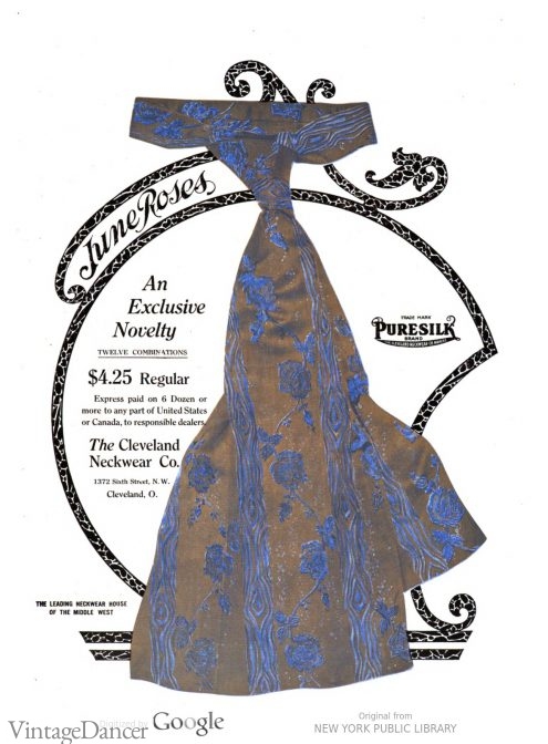 Edwardian Necktie and Bow Tie Styles History 1900s-1910s