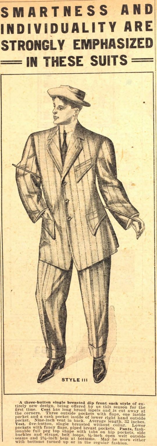 Men's Rah Rah Suits 1908 to 1918