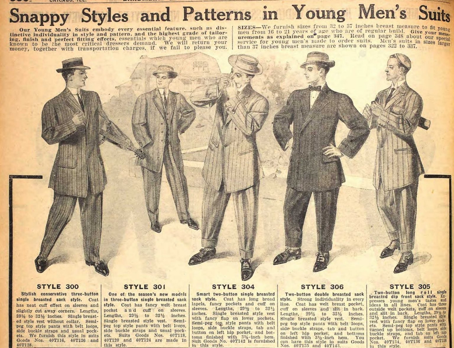 Men's Rah Rah Suits 1908 to 1918