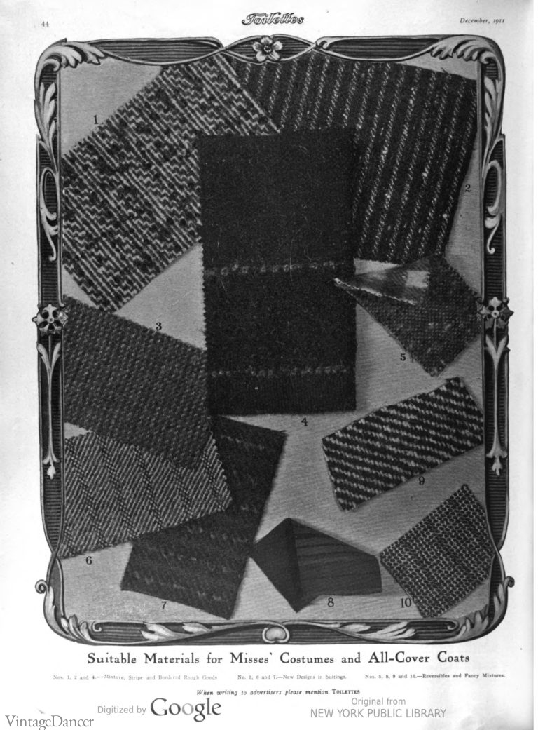 Edwardian Fabric & Fashion Colors 1900-1919, WWI, Titanic