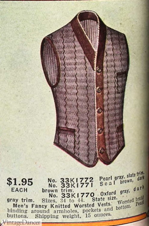 Men's Vintage Sweater Vest History 1910s, 1920s, 1930s, 1940s