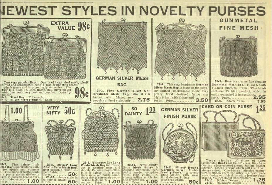 Edwardian Handbags, Purses History 1900 - 1910s