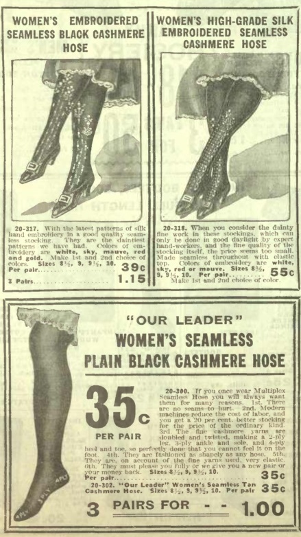 Edwardian Stockings, Hose, Socks 1900s -1910s