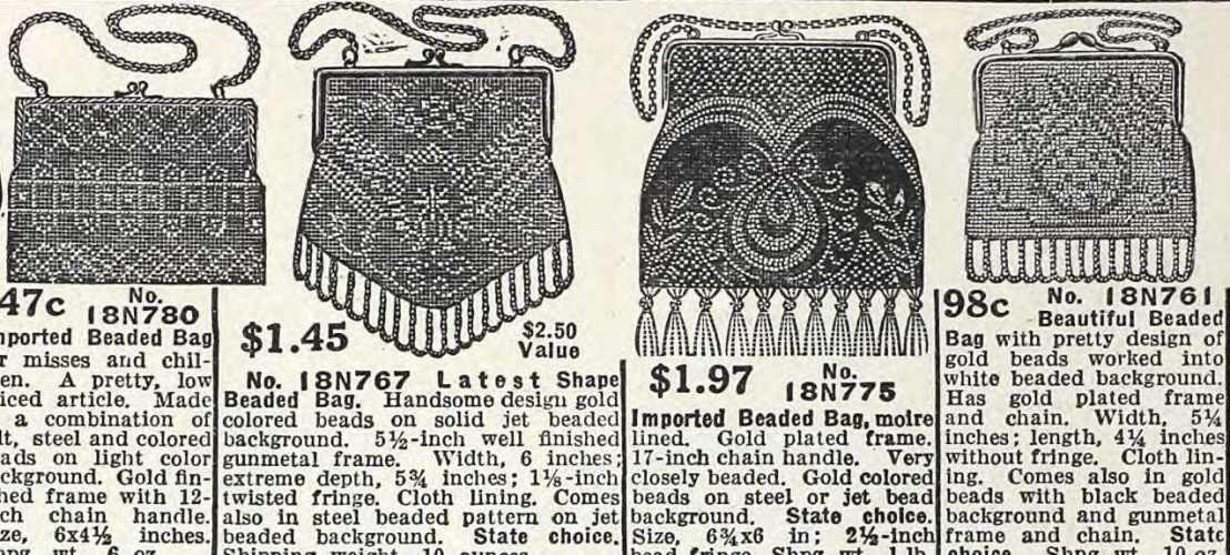 Edwardian Handbags, Purses History 1900 - 1910s