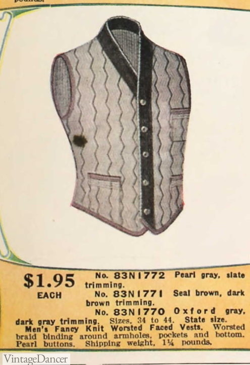 Men's Vintage Sweater Vest History 1910s, 1920s, 1930s, 1940s