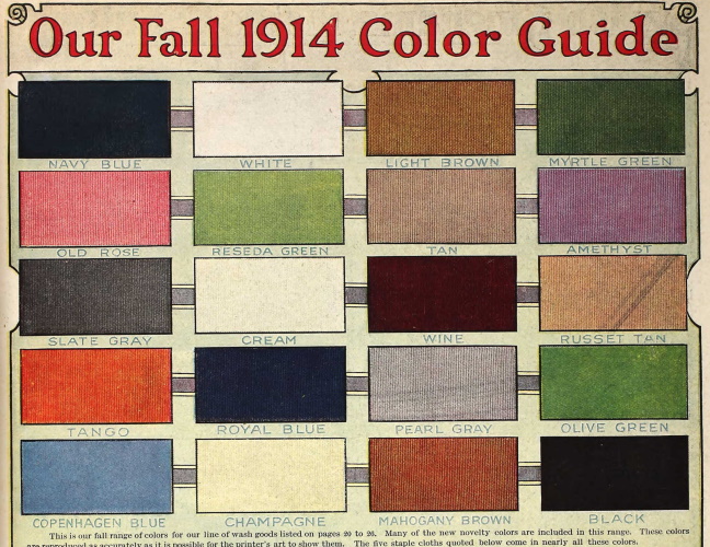 Edwardian Fabric & Fashion Colors 1900-1919, WWI, Titanic