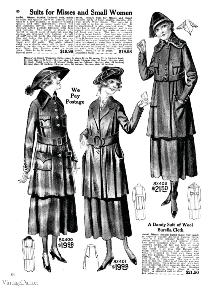 1914-1918 Costume Ideas- Civilian Dresses WWI