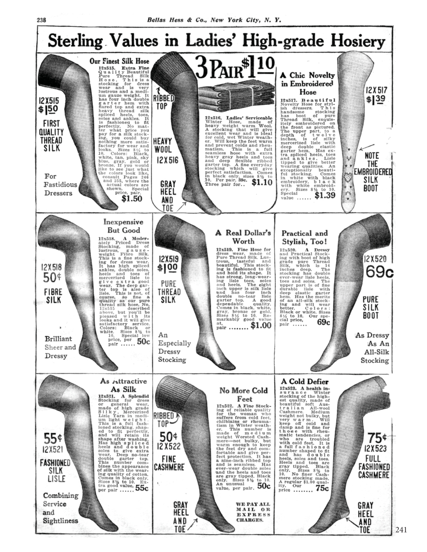 Edwardian Stockings, Hose, Socks 1900s -1910s