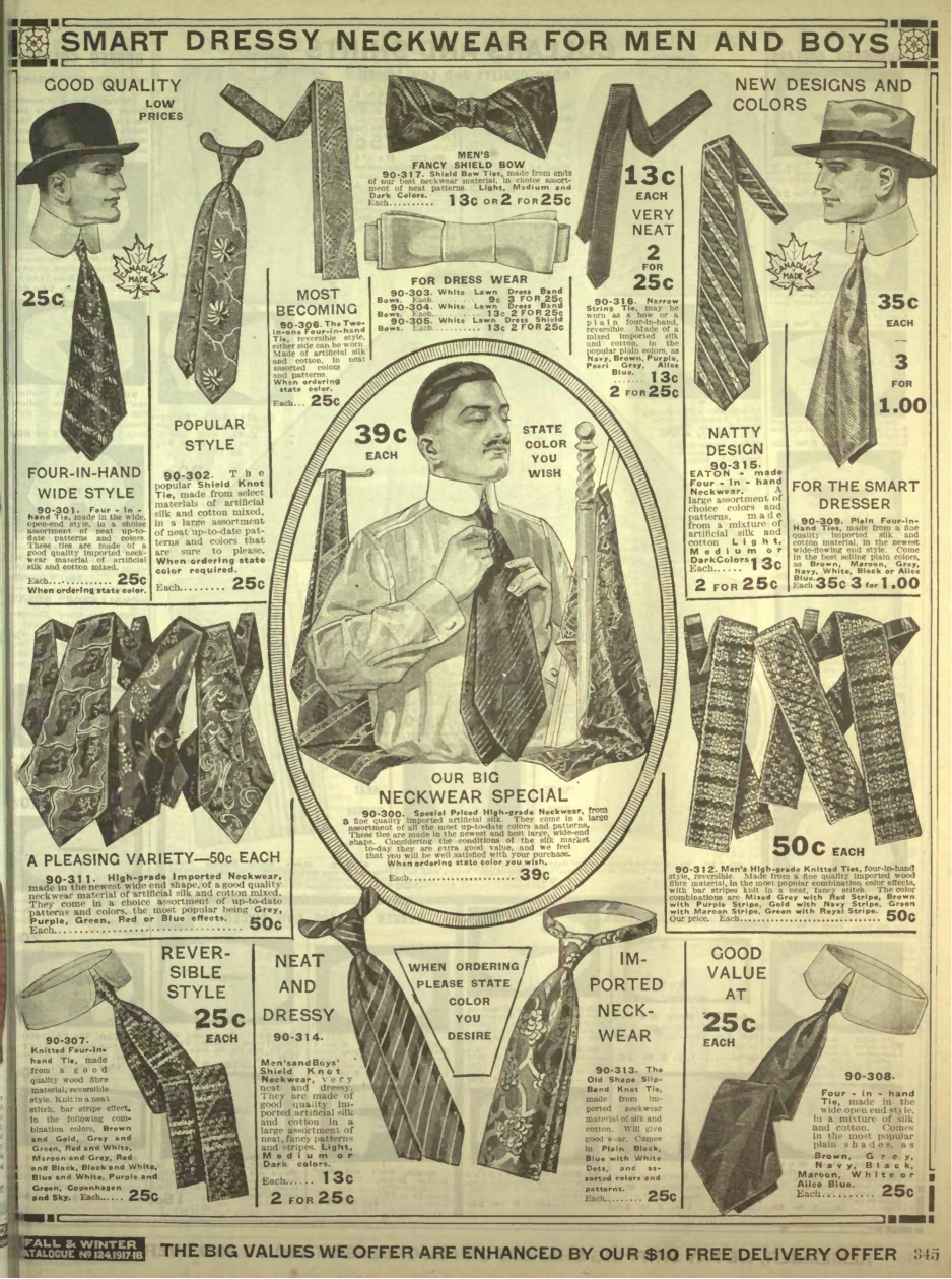 Edwardian Men's Ties, Bow Ties, Cravat, Neck Scarf