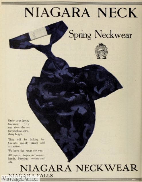 Edwardian Necktie and Bow Tie Styles History 1900s-1910s
