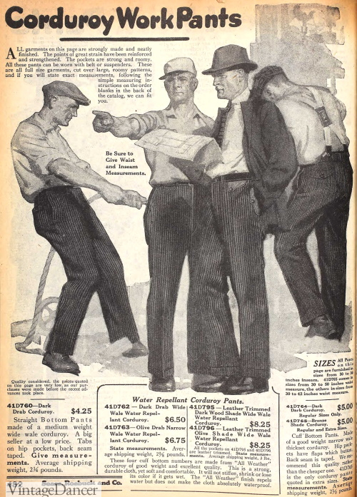 1920s Men's Workwear, Casual Clothes
