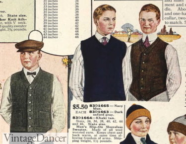 Men's Vintage Sweater Vest History 1910s, 1920s, 1930s, 1940s