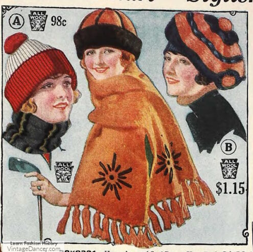 1920s Fall & Winter Fashion- Dress, Coat, Hat, Shoes