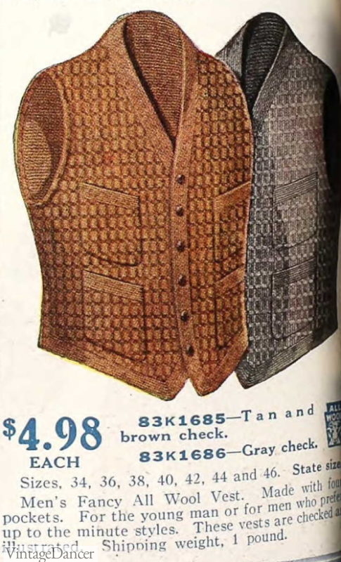 Men's Vintage Sweater Vest History 1910s, 1920s, 1930s, 1940s