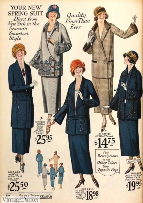 1920s Women's Suits for Travel, Work, & Leisure