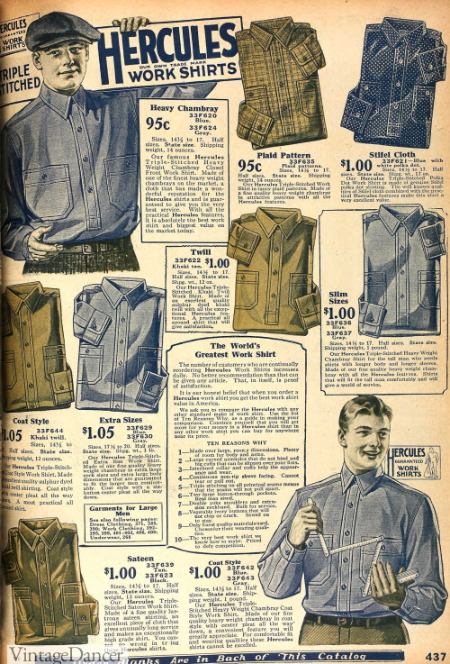 1920s Men's Workwear, Casual Clothes