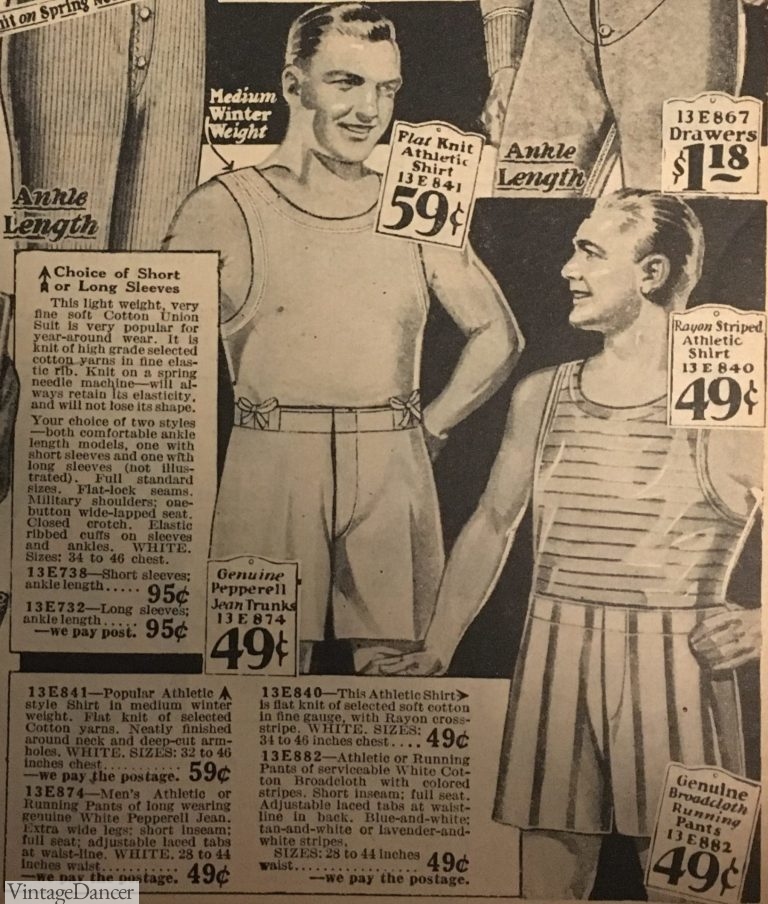 Men's Vintage Gym Clothes 1920s-1950s | Sweatshirts, Shorts, Tops ...