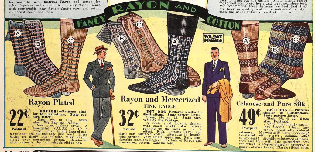 Vintage Men's Socks History-1900 to 1960s