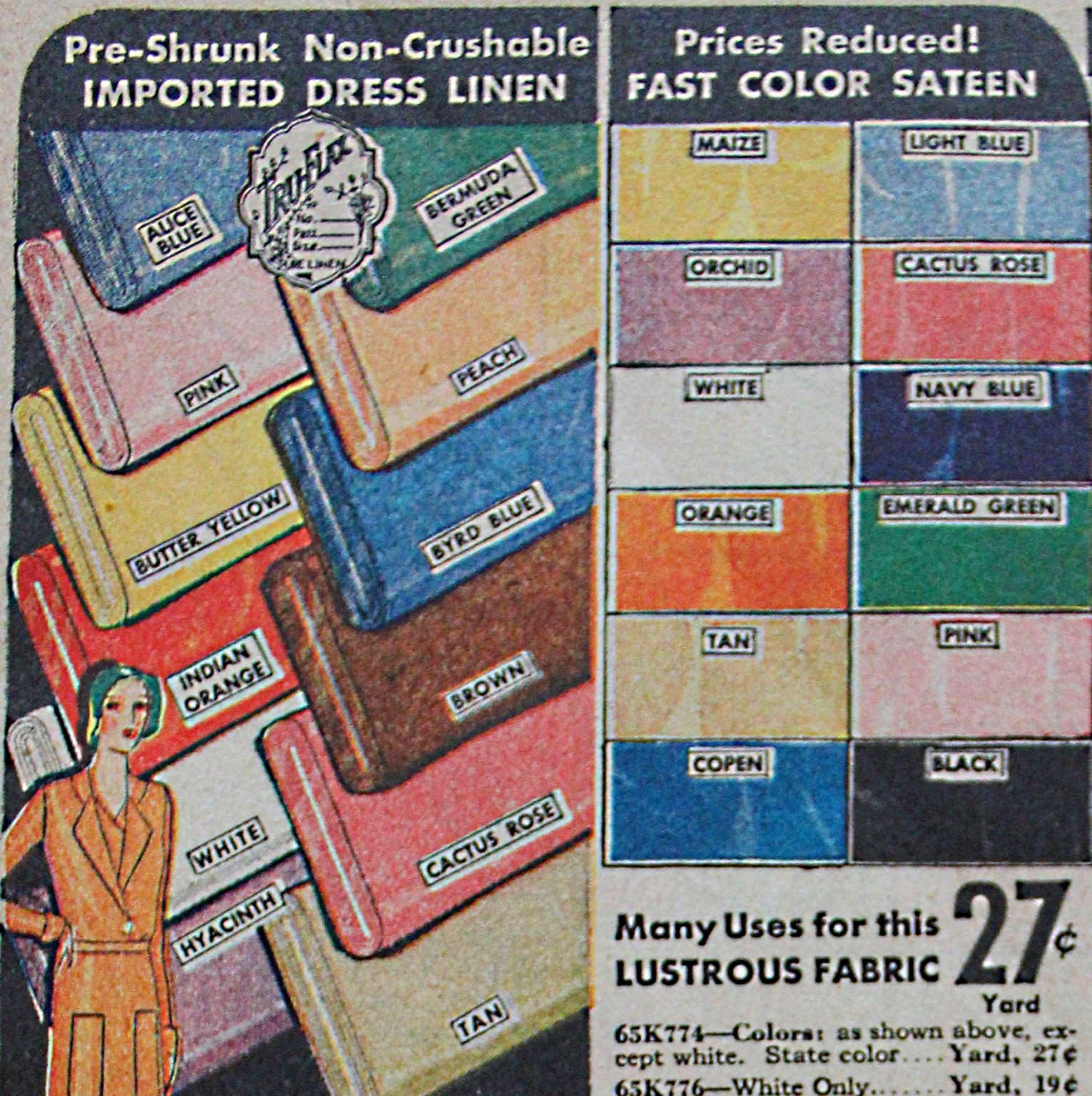 1930s Fashion Colors & Fabric