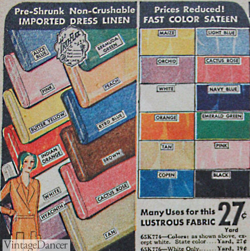 1930s Fashion Colors & Fabric