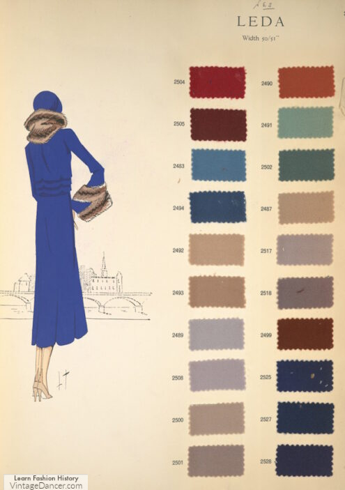 1930s Fashion Colors & Fabrics
