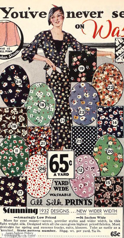 1930s Fashion Colors & Fabrics