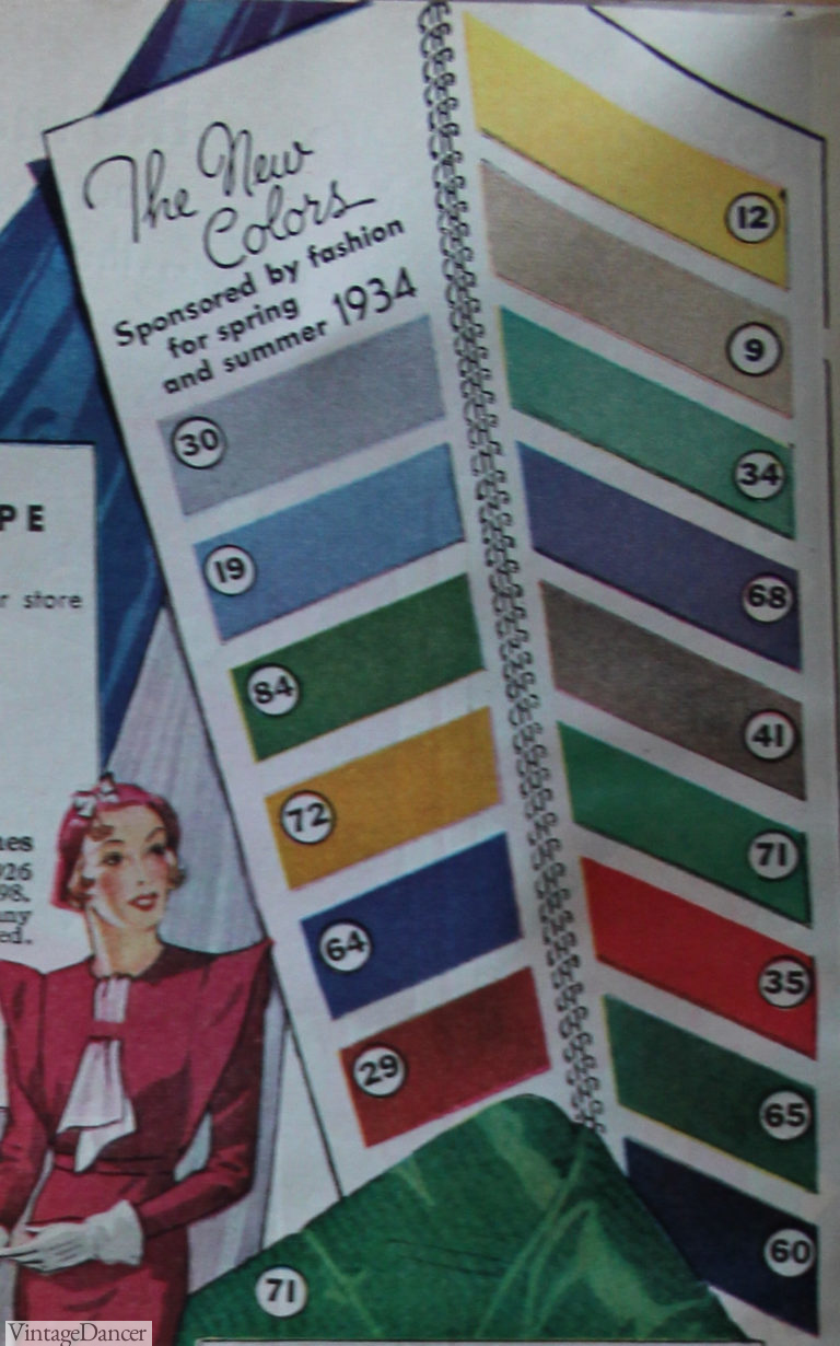 1930s Fashion Colors & Fabrics