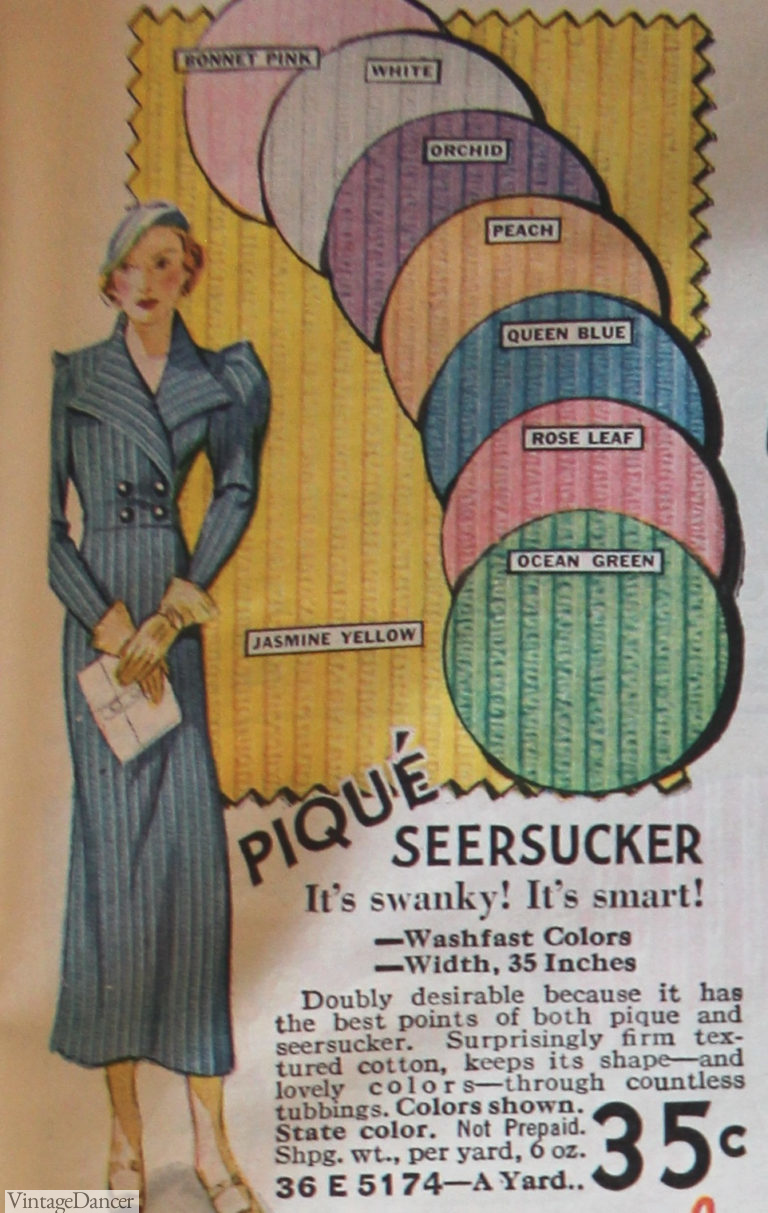 1930s Fashion Colors & Fabrics