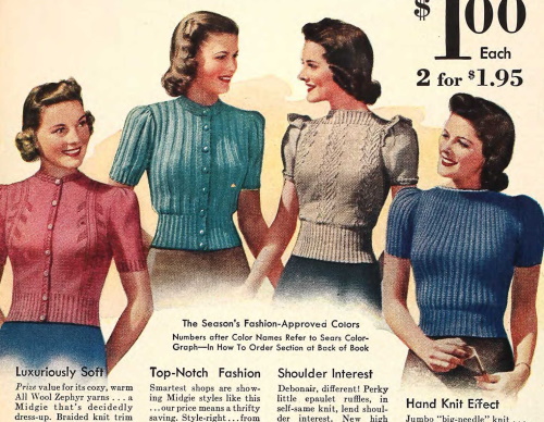 1940s Sweater Styles - Women's Pullovers and Cardigans
