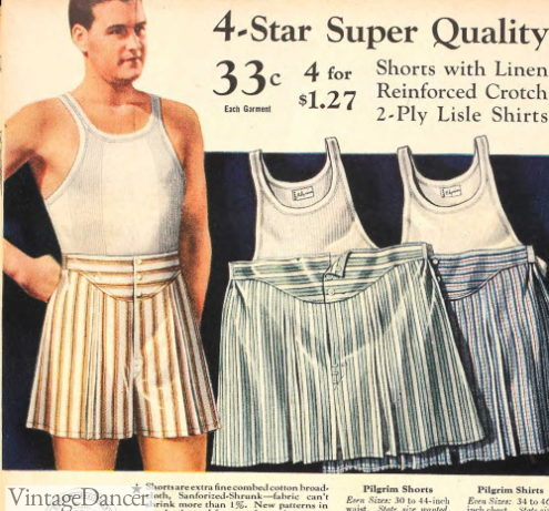 1940s Men's Underwear: Briefs, Boxers, Unions, & Socks