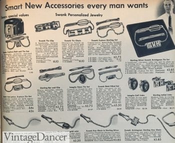 1940s Men's Accessories: Belt, Suspenders, Cuff Links, Glasses