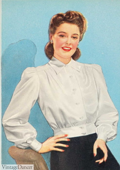 1940s Blouses, Shirts, Knit Tops Styles - Fashion History