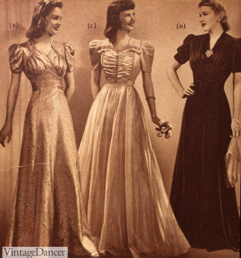 1940s Formal Dresses, Prom Dresses, Cocktail Dresses History