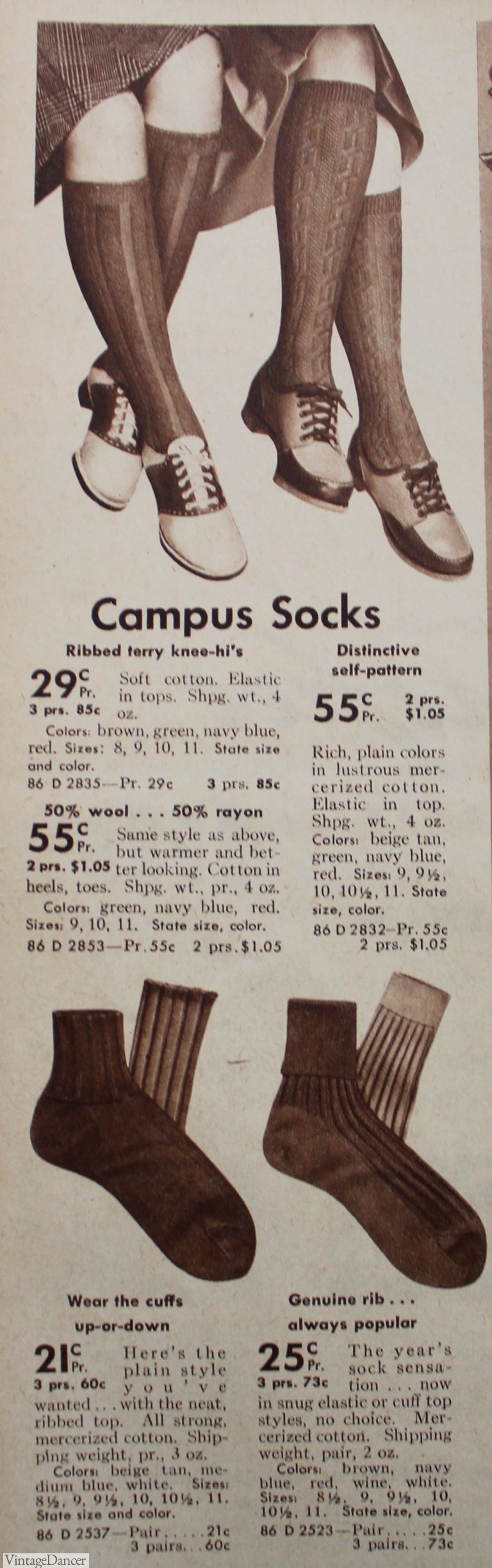 Vintage Socks | 1920s, 1930s, 1940s, 1950s, 1960s History