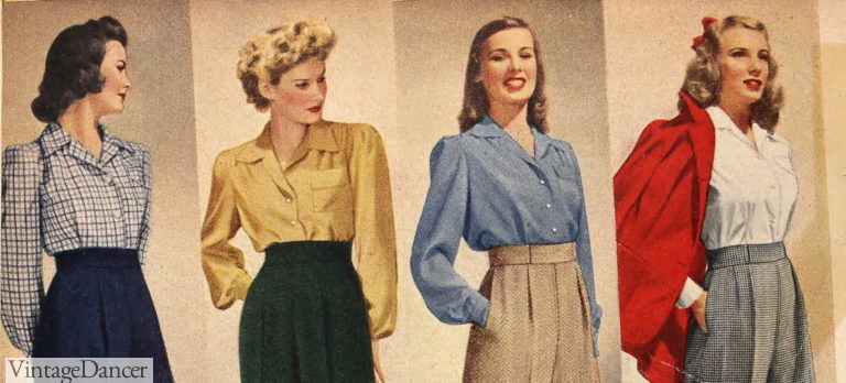 1940s Blouses, Shirts, Knit Tops Styles - Fashion History 1940s Blouses, Shirts, Knit Tops Styles - Fashion History