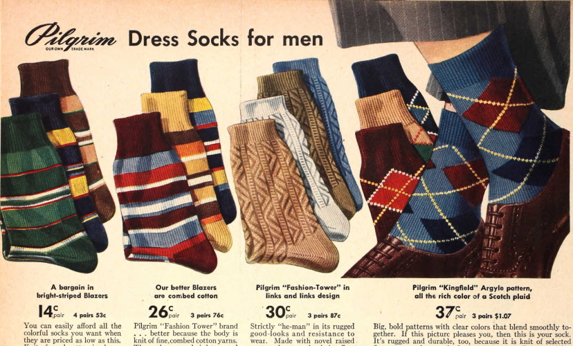 Vintage Men's Socks History-1900 to 1960s
