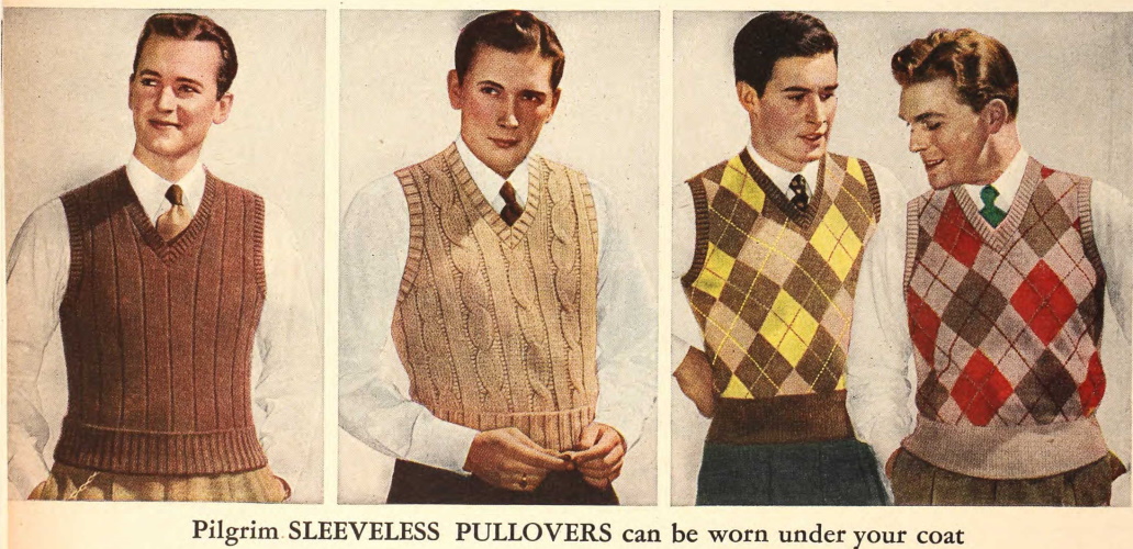 Men's Vintage Sweater Vest History 1910s, 1920s, 1930s, 1940s